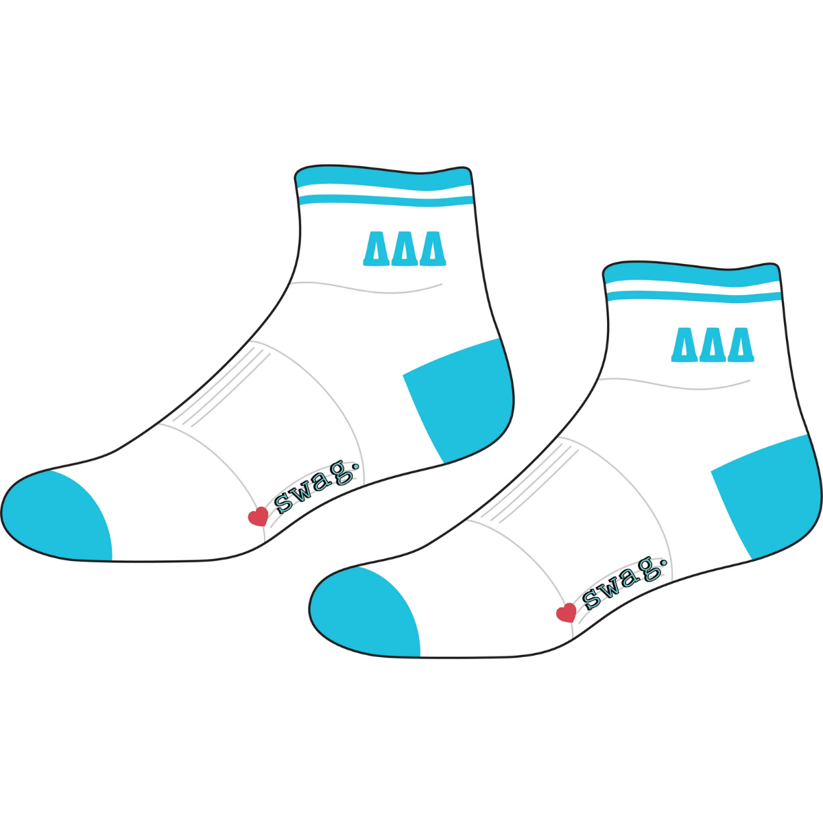 Delta Delta Delta Quarter Socks – Bandwagon Sports